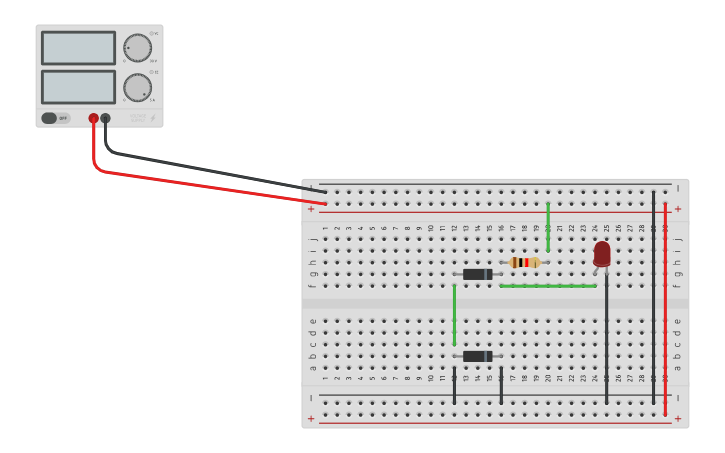 Circuit design DRL NOT gate - Tinkercad