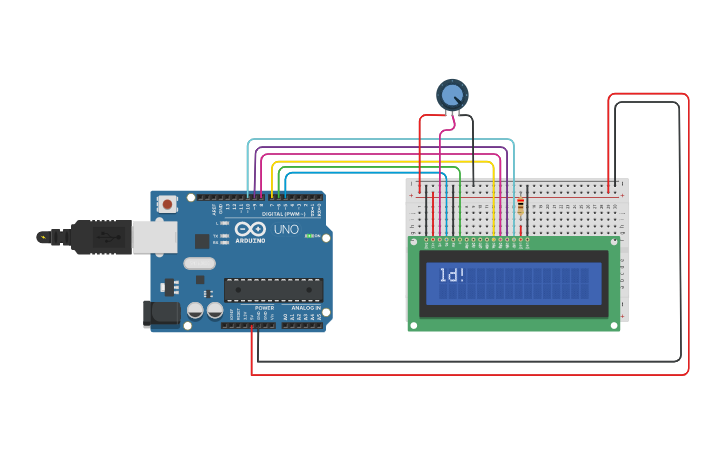 Circuit design LCD_Display Text - Tinkercad