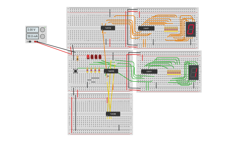 Circuit Design Binary Counter Tinkercad