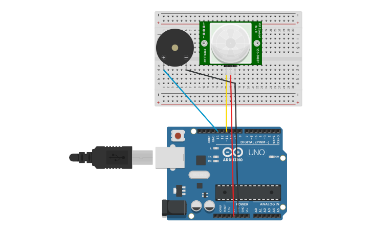 Circuit Design Motion Detection Tinkercad