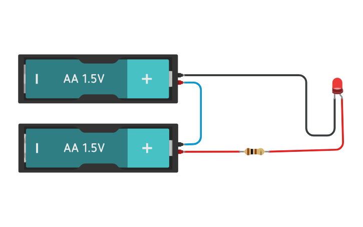 Circuit design Ligar Led com Pilha - Tinkercad