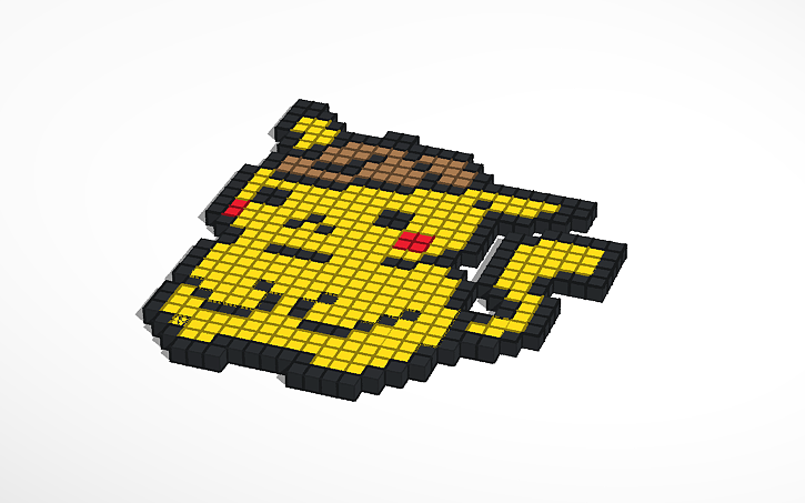 3D design Detective Pikachu Pixel art - Tinkercad