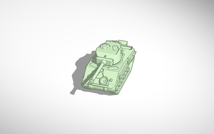 3D design world war 2 M4A3E8 tank - Tinkercad