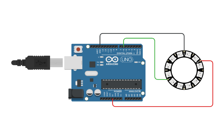 Circuit design Simple NeoPixel Ring - Tinkercad