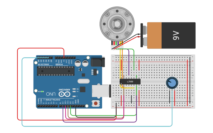 Circuit design Stepper Motor with Potentiometer - Tinkercad