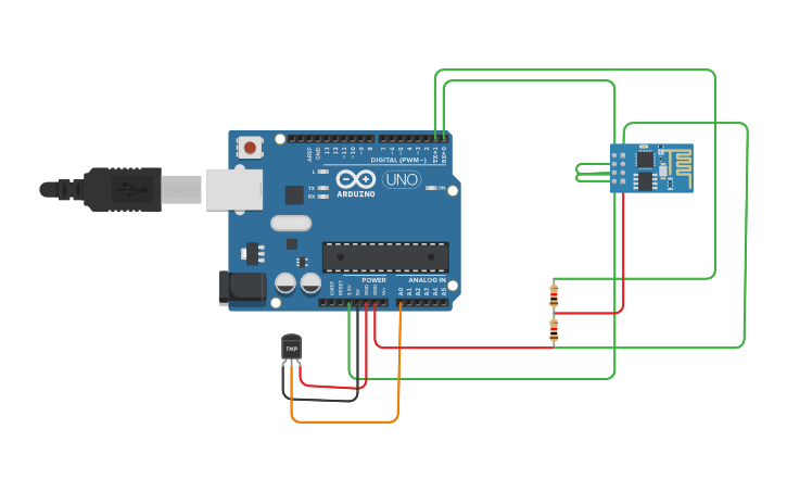 Circuit design Modulo Wi-Fi ESP8266 - Tinkercad