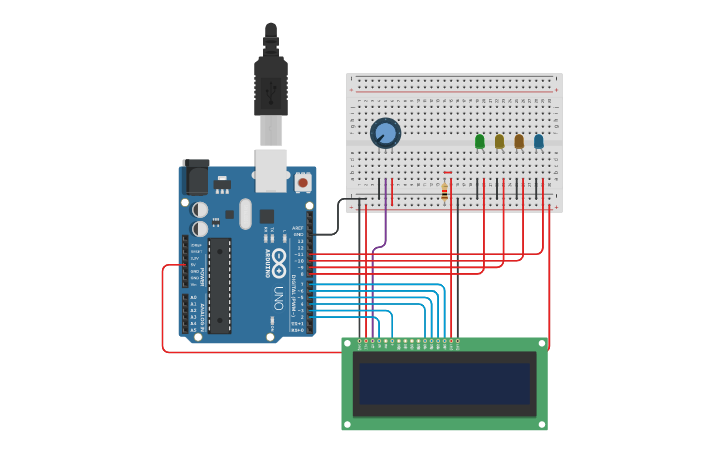 Circuit Design Arduino Led Lcd Tinkercad