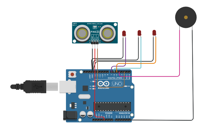 Circuit design Collision Avoidance System(Safety) - Tinkercad