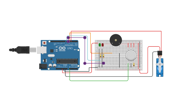 Circuit design Detector de gas - Tinkercad