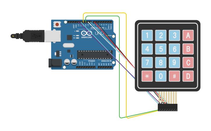 Circuit Design 4x4 Keyboard Tinkercad