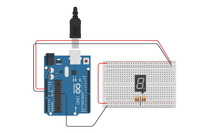 Circuit design 07 Seven-Segment Displays - Tinkercad