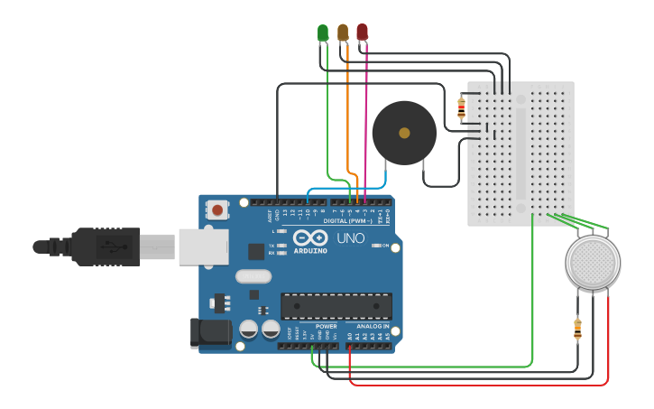 Circuit Design Arduino Uno R3 Gas Sensor Tinkercad
