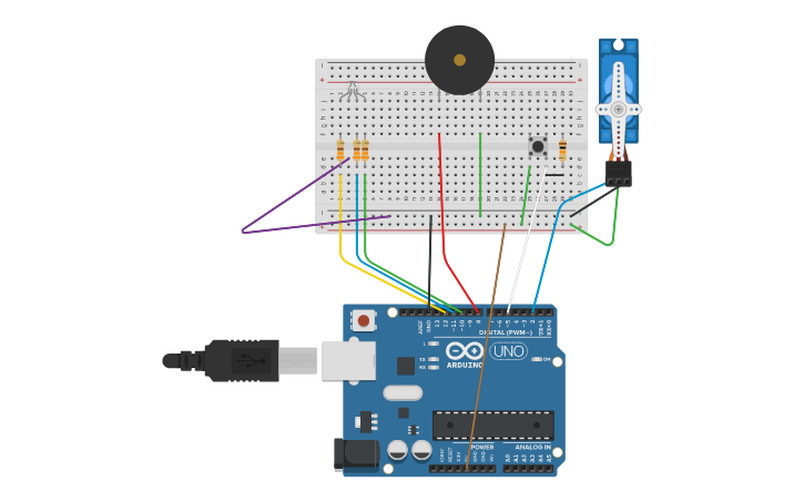 Circuit design Exame Arduino II (1º Bac) - Carla Barreiro | Tinkercad