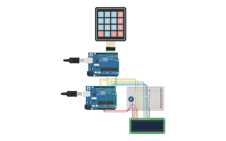 Circuit design Keypad - LCD (I2C) - Tinkercad