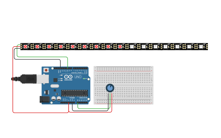 Circuit design Vumètre en couleur - Tinkercad