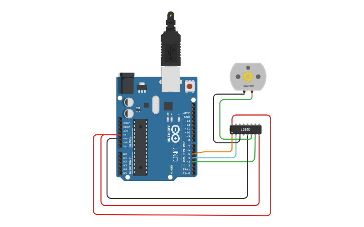Circuit design DC Motor Control with L293D - Tinkercad