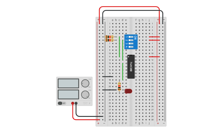 Circuit design NAND Gate Simulation - Tinkercad