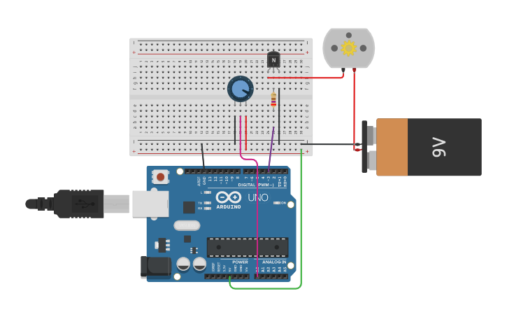 Circuit design TRANSISTOR - Tinkercad