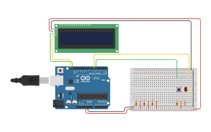 Circuit design LCD with I2C - Tinkercad