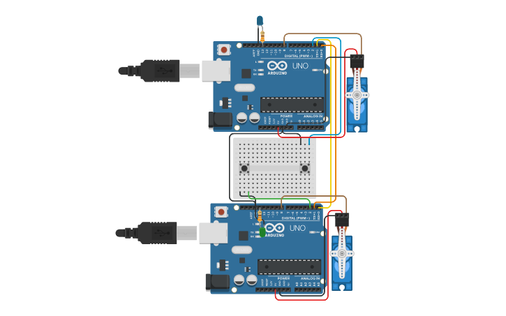 Circuit Design Serial Communication Uart With Led Micro Servo Tinkercad