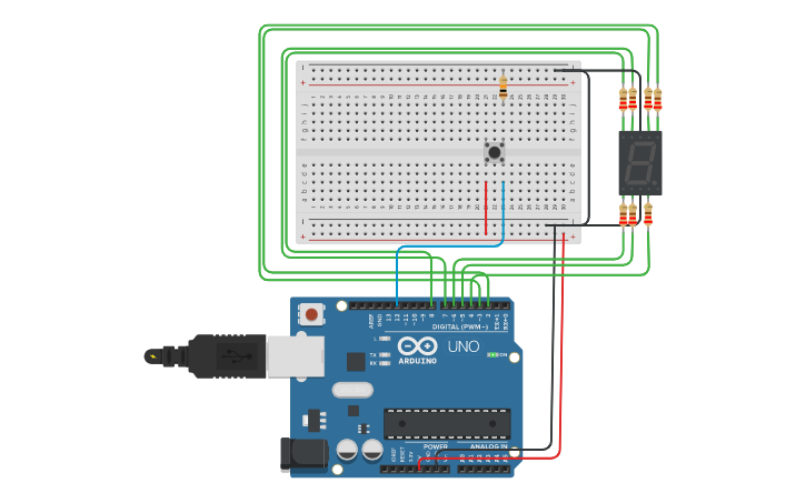 Circuit design Dado digital | Tinkercad