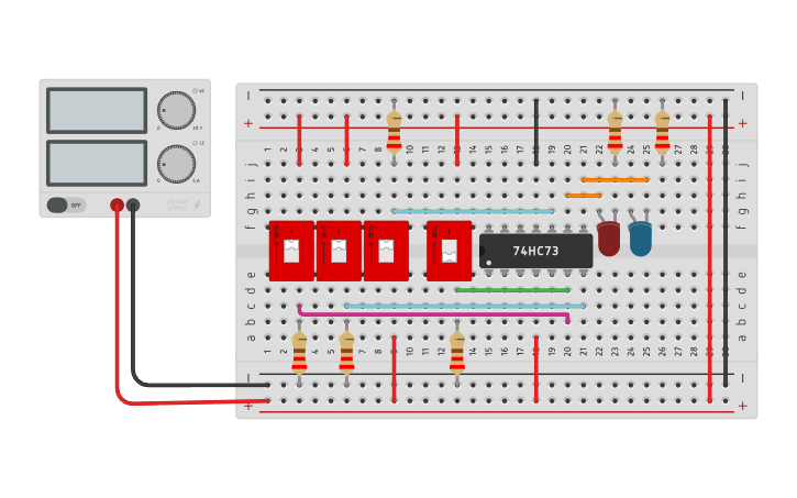 Circuit design 74HC73 FlipFlop JK Johnny Ugsha - Tinkercad