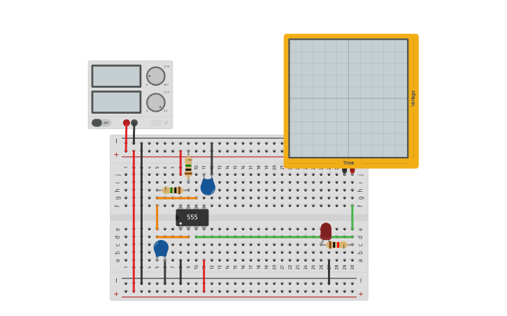 Circuit design 555 Astable Timer (sin arduino) - Tinkercad