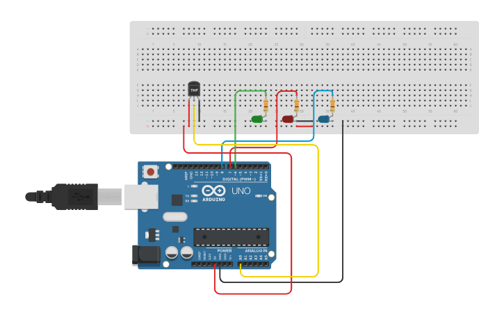 Circuit design Sensor de temperatura - Tinkercad
