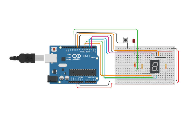 Circuit design E5-INTERFACING INPUT and OUTPUT DEVICES 02 | Tinkercad