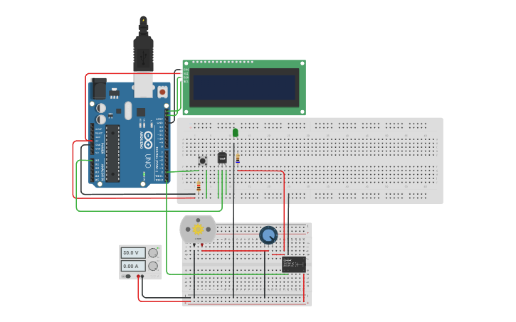 Circuit design Motor controlled by temp - Tinkercad