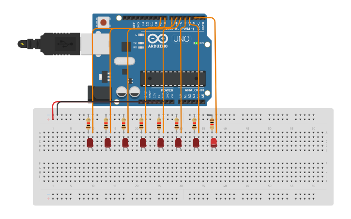 Circuit design 8bit fibonacci sequence | Tinkercad