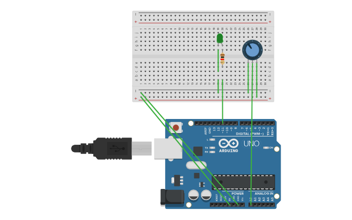 Circuit Design Potentiometer Led Brightness Control Tinkercad