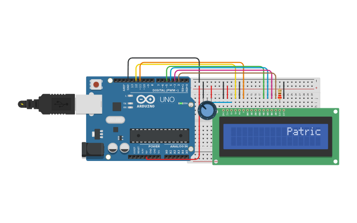 Circuit design LCD Scroll - Tinkercad