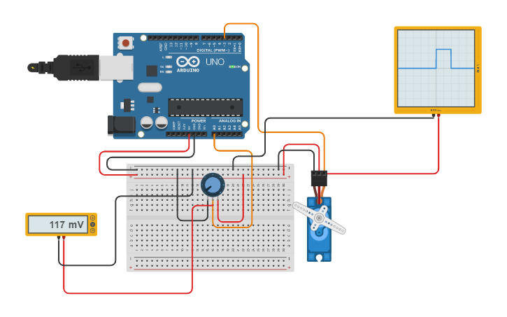 Circuit design servomotore - Tinkercad