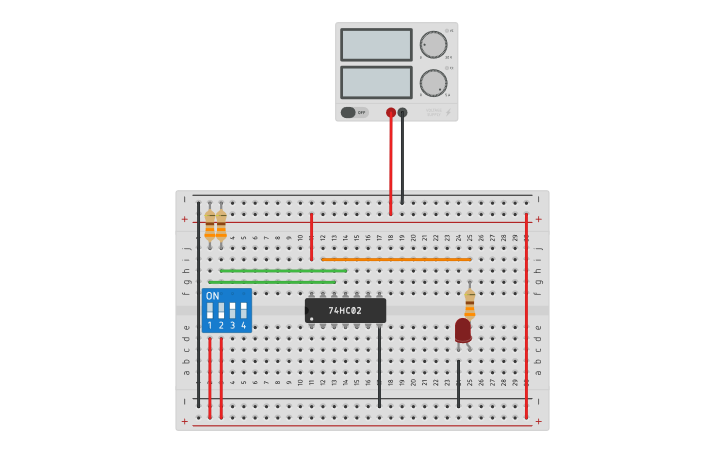 Circuit design Circuit Design NOR Logic Gate Using IC 74HC02 - Tinkercad
