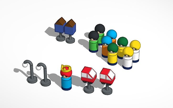 3D design Custom Chess Pieces (no queen) - Tinkercad