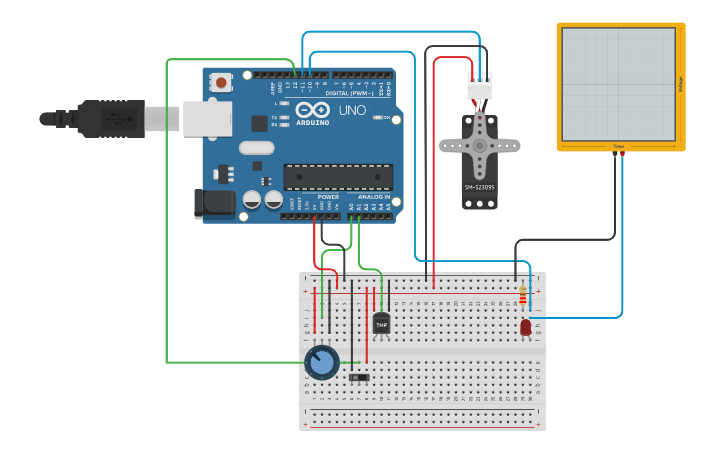 Circuit design Arduino Servo Oscillator | Tinkercad