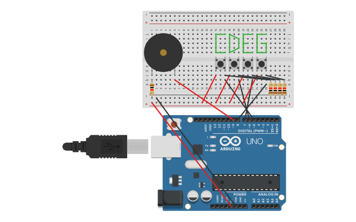 Circuit design Shen - Piezo Keyboard | Tinkercad