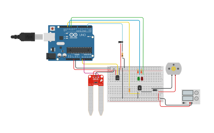 Circuit design Automatic Irrigation - Tinkercad