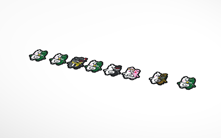 3D design Monokuma and monomi pixel art | Tinkercad