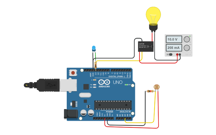Circuit design Prática 7 On - Off - Tinkercad