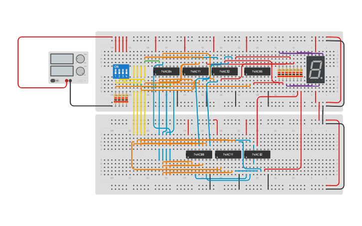 Circuit design Display 7 Segmentos Ánodo Común Código 2421 - Tinkercad