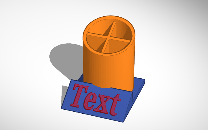 3D design Pen Holder With Nameplate - Tinkercad