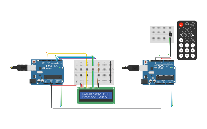 Circuit Design Comunicação I2c Com 2 Arduinos Usando Controle Remoto