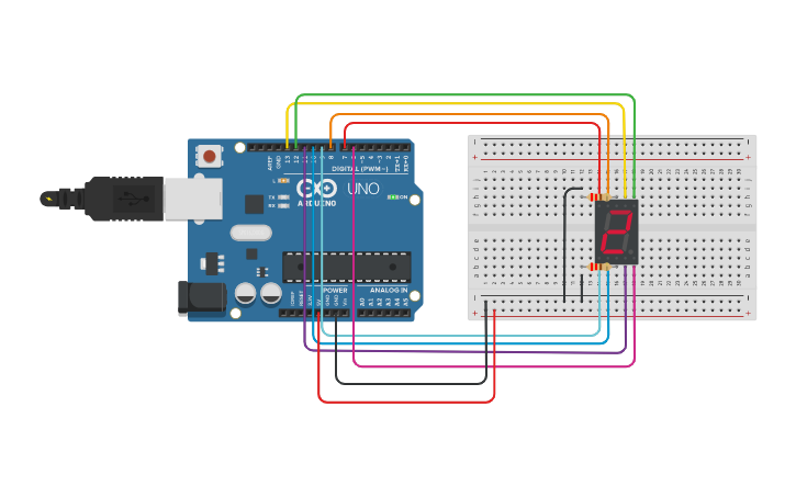 Circuit design seven segment counting - Tinkercad