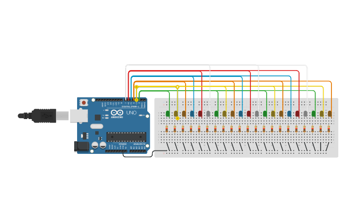 Circuit design large- multipul led project - Tinkercad