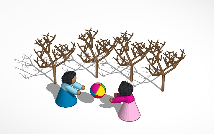 3D design Girls playing with ball [handmade] - Tinkercad