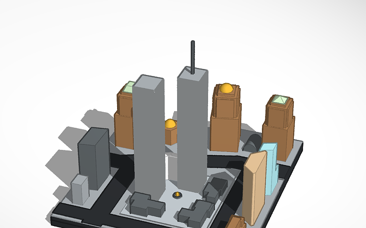 3D design twin towers - Tinkercad