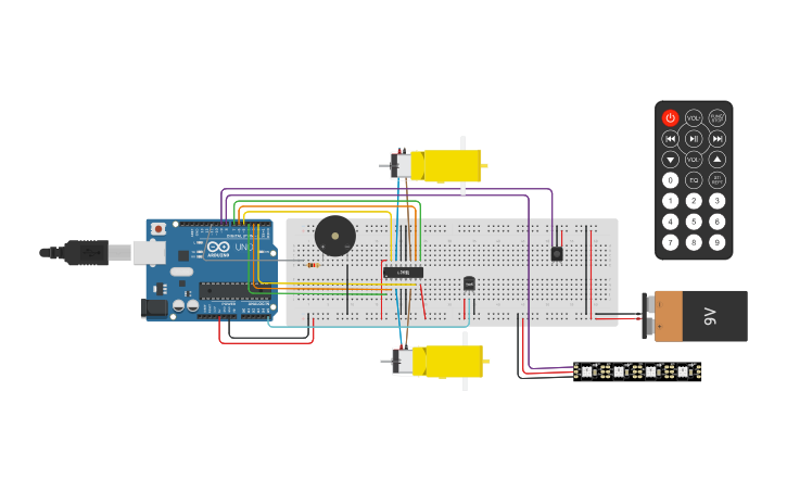 Circuit design Fire Robot - Tinkercad