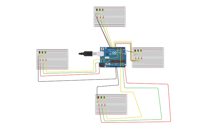 Circuit design traffic light - Tinkercad